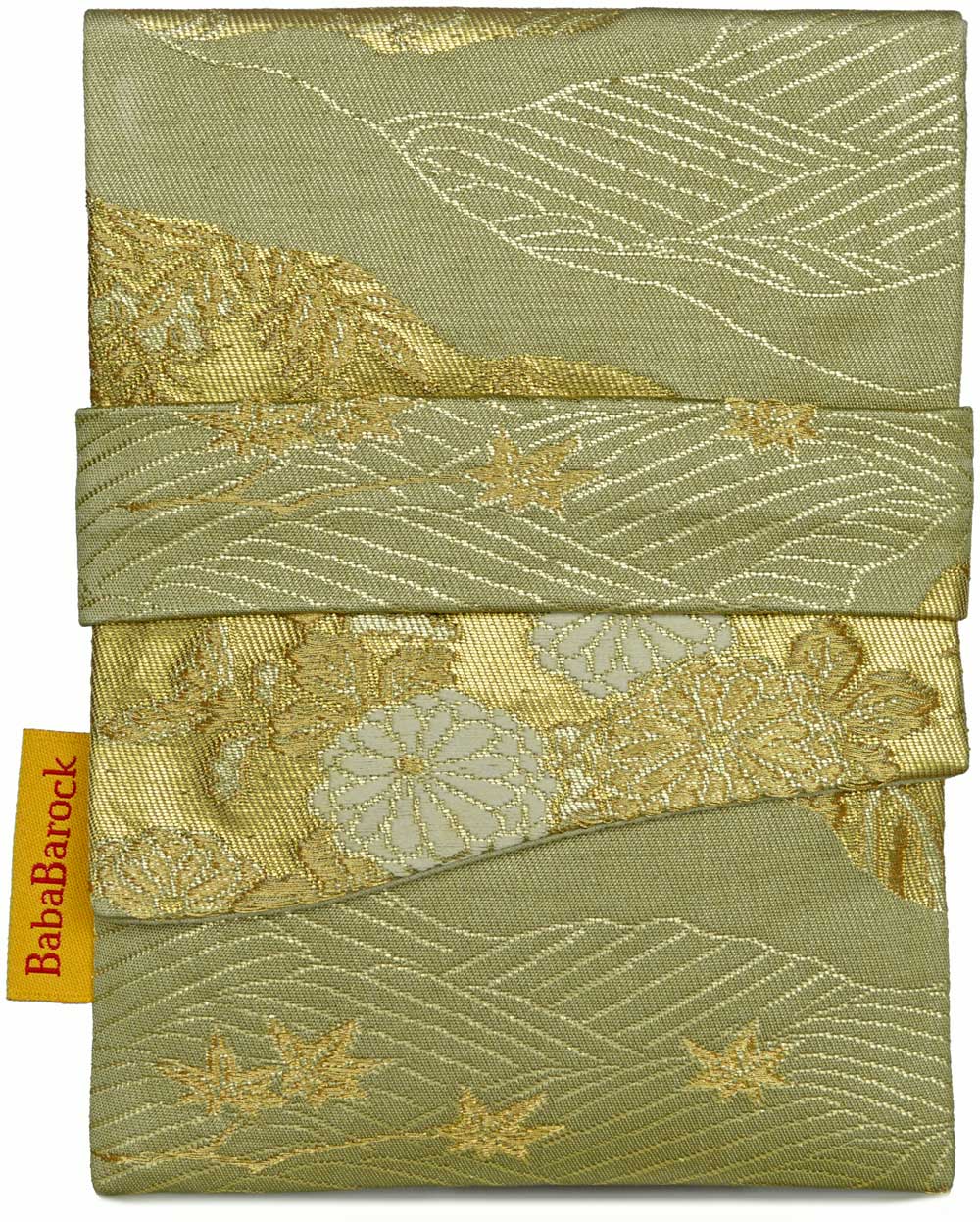Golden Blossoms and Waves - Japanese vintage silk foldover pouch – BabaBarock, Baba Store