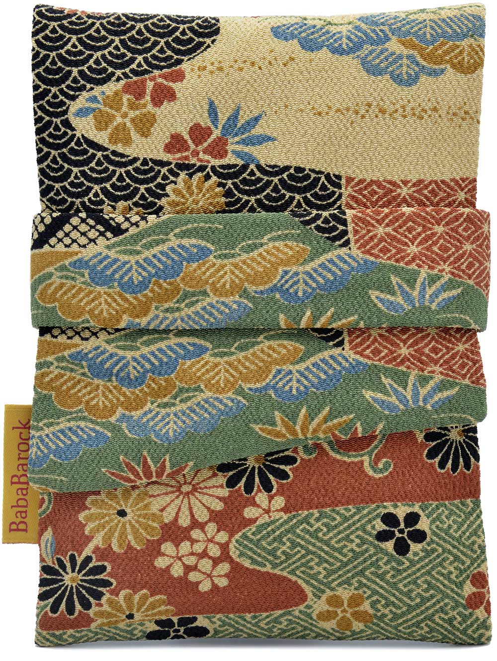 Black and cream with rich colours. Japanese vintage silk foldover pouc – BabaBarock, Baba Store