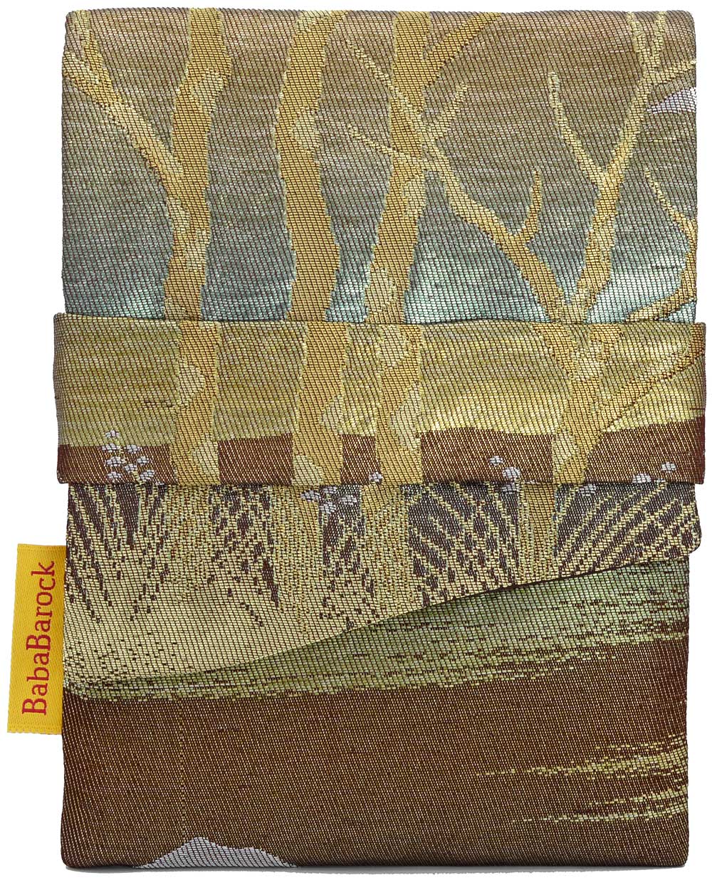 Metallic Woodlands - Japanese vintage silk foldover pouch – BabaBarock, Baba Store