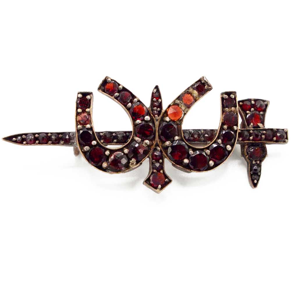 Antique Bohemian garnet "luck" brooch pin. – BabaBarock, Baba Store